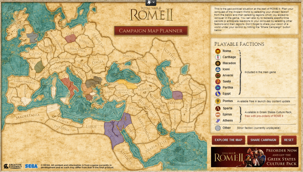 Total War: Rome II, pubblicata la mappa interattiva del mondo di gioco ...